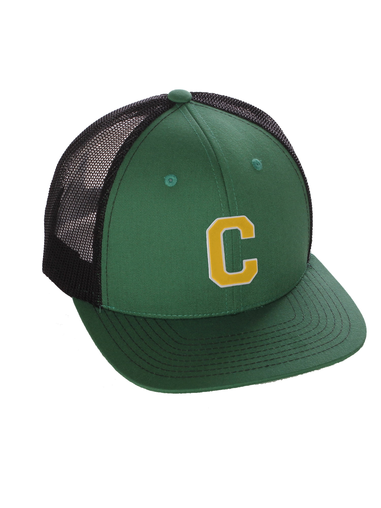 Structured Trucker Mesh Hat Custom Colors Letter C Initial Baseball Mid ...