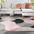 Well Woven Hilda Blush Pink Modern Geometric Circles Boxes Area Rug (9 ...