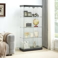 Zneskpg 4 Tier Glass Display Cabinet Double Door Glass Cabinet Four Partitions Two Locks Floor