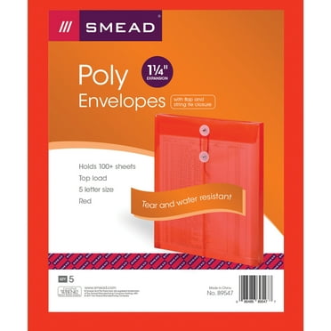 Smead Poly Envelope, 1-1/4" Expansion, String-Tie Closure, Top Load ...