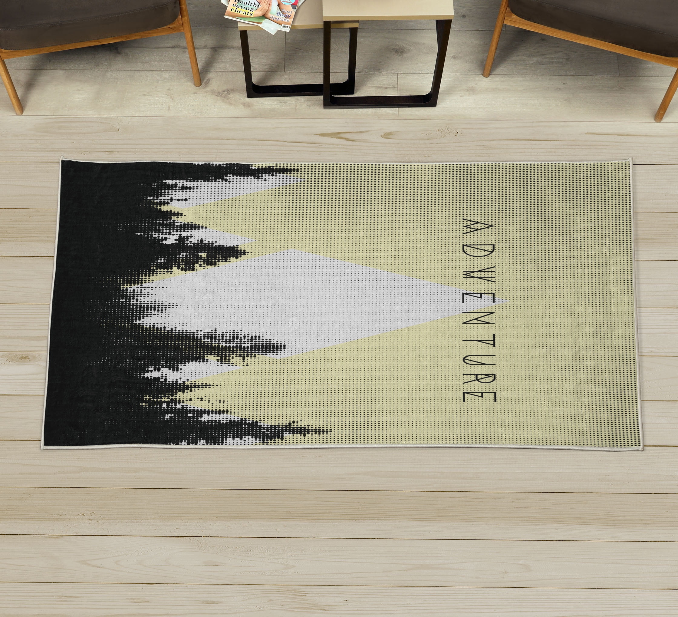 Adventure Decorative Rug, Forest Halftone Effect Hipster Typography ...
