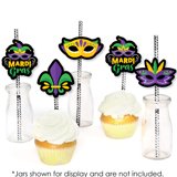 Big Dot of Happiness Colorful Mardi Gras Mask - Paper Straw Decor ...