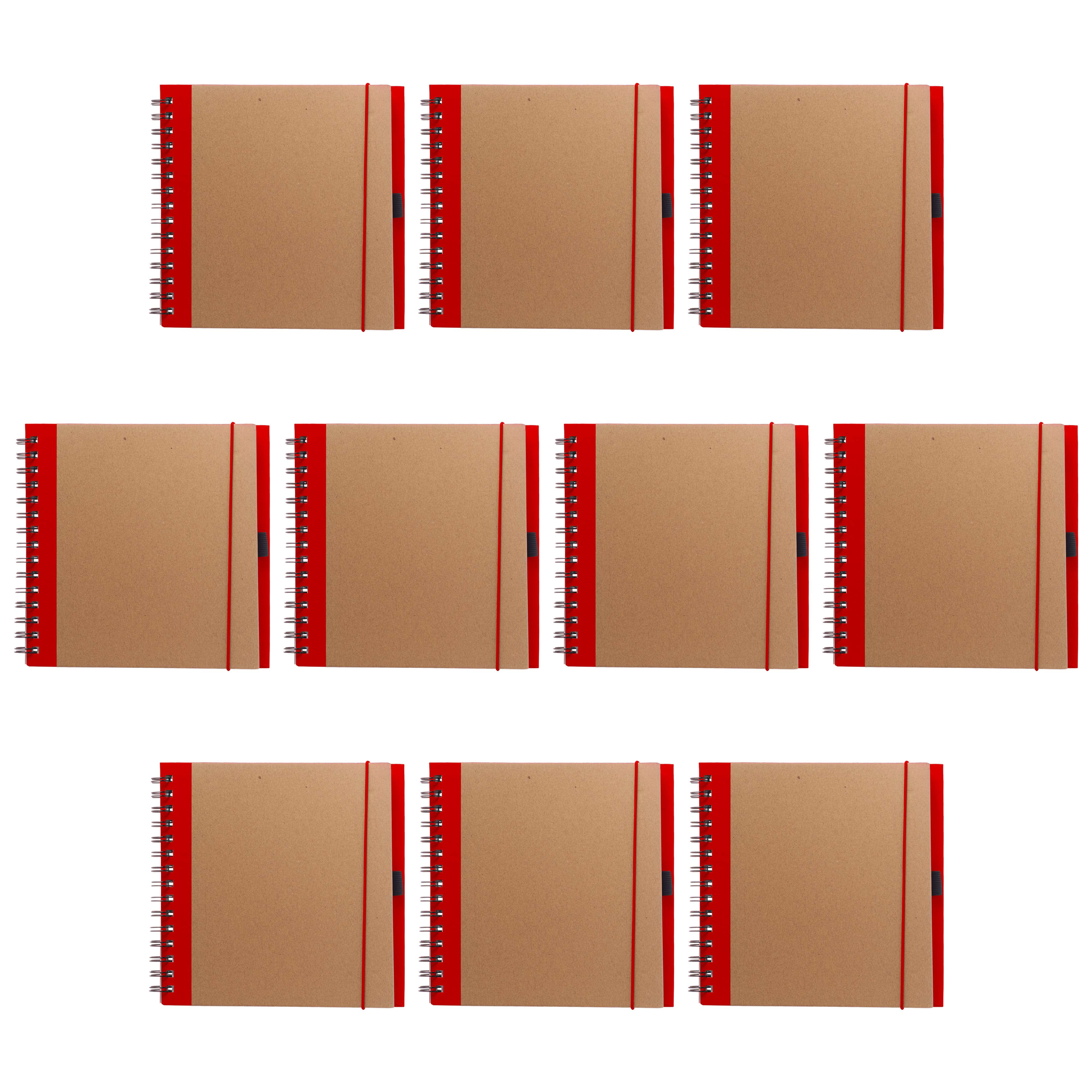 10 Recycled Square Notebooks Pack - Elastic Band, Pen Loop, 98 Ruled ...