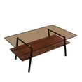 MAYEERTY Rectangle Coffee Table with Brown Tempered Glass Top and Black ...