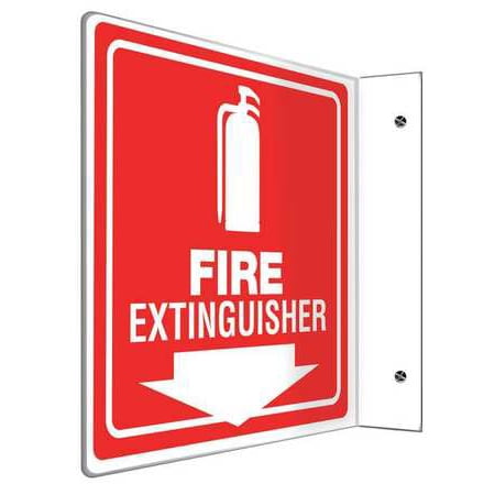 Accuform PSP729 Projection Sign 90D, Legend"FIRE Extinguisher (Arrow ...