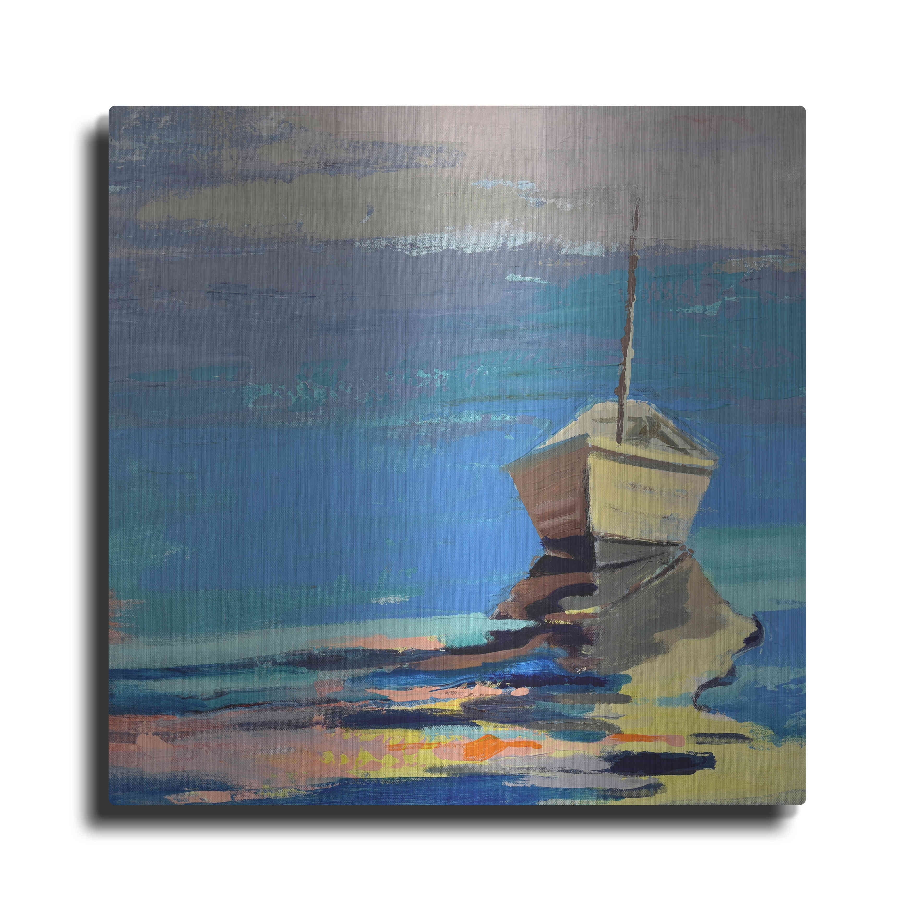 Luxe Metal Art 'Blue Bay' by Beth Forst, Metal Wall Art, 24"x24 ...