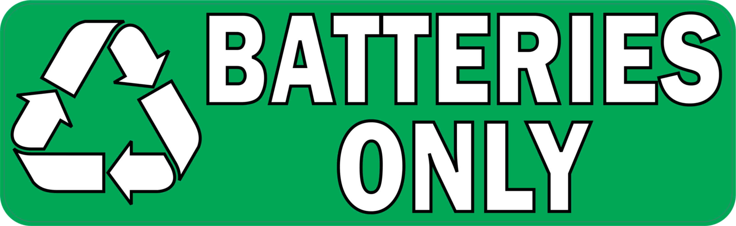 10in × 3in Batteries Only Sticker Vinyl Recycle Sign Symbols Stickers ...