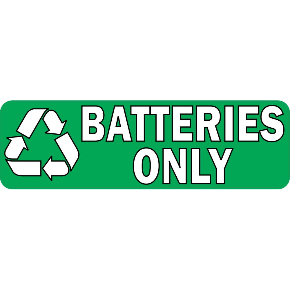 10in × 3in Batteries Only Sticker Vinyl Recycle Sign Symbols Stickers ...