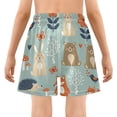 BZSMCE Swim Shorts Seamless Forest Background with Cute Animals in Ca ...