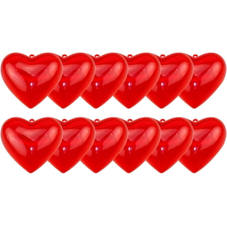 12Pcs Clear Plastic Fillable Ornament Ball Plastic Hearts Transparent ...