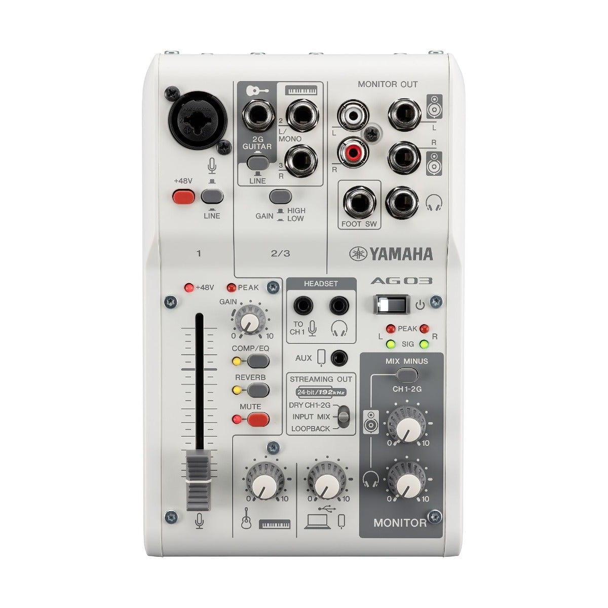 Yamaha AG03MK2 Mixer/USB Audio Interface (3-Channel) (White) - Walmart.com