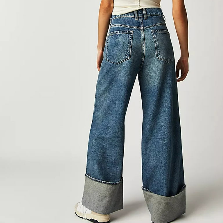 APEXFWDT Wide Leg Jeans Women High Waisted Stretchy Cuffed APEXFWDT Wide Leg Jeans Women High Waisted Stretchy Cuffed