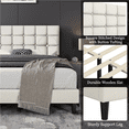 Yaheetech Upholstered Platform Bed with Square Tufted Headboard, Queen ...