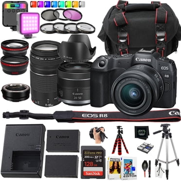 Canon EOS R100 Mirrorless Camera, 18-45mm Lens, 64GB, Macro, 2X Len ...