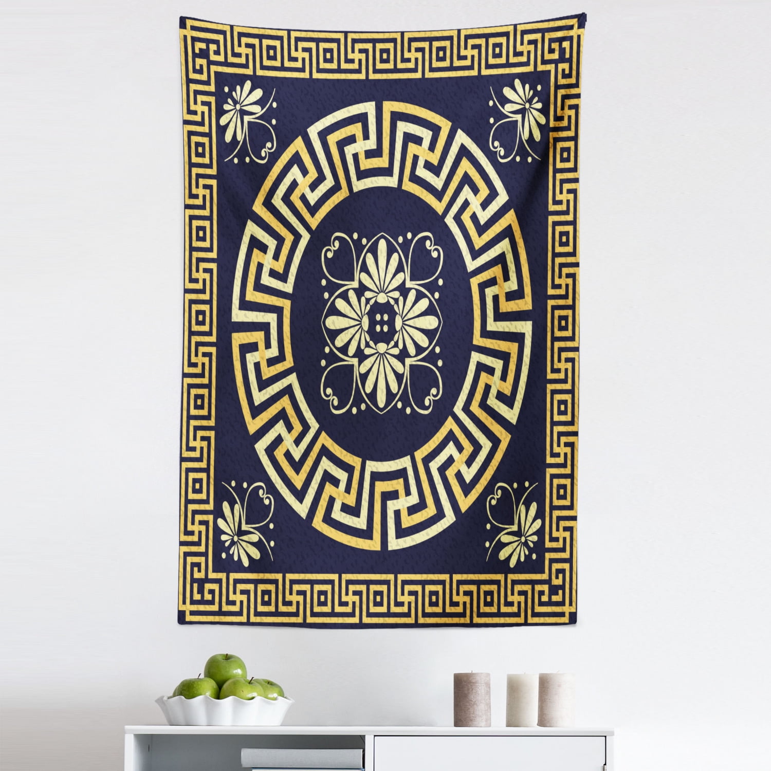 Greek Key Tapestry, Meander Spring Inspired Floral Detail Rich and ...