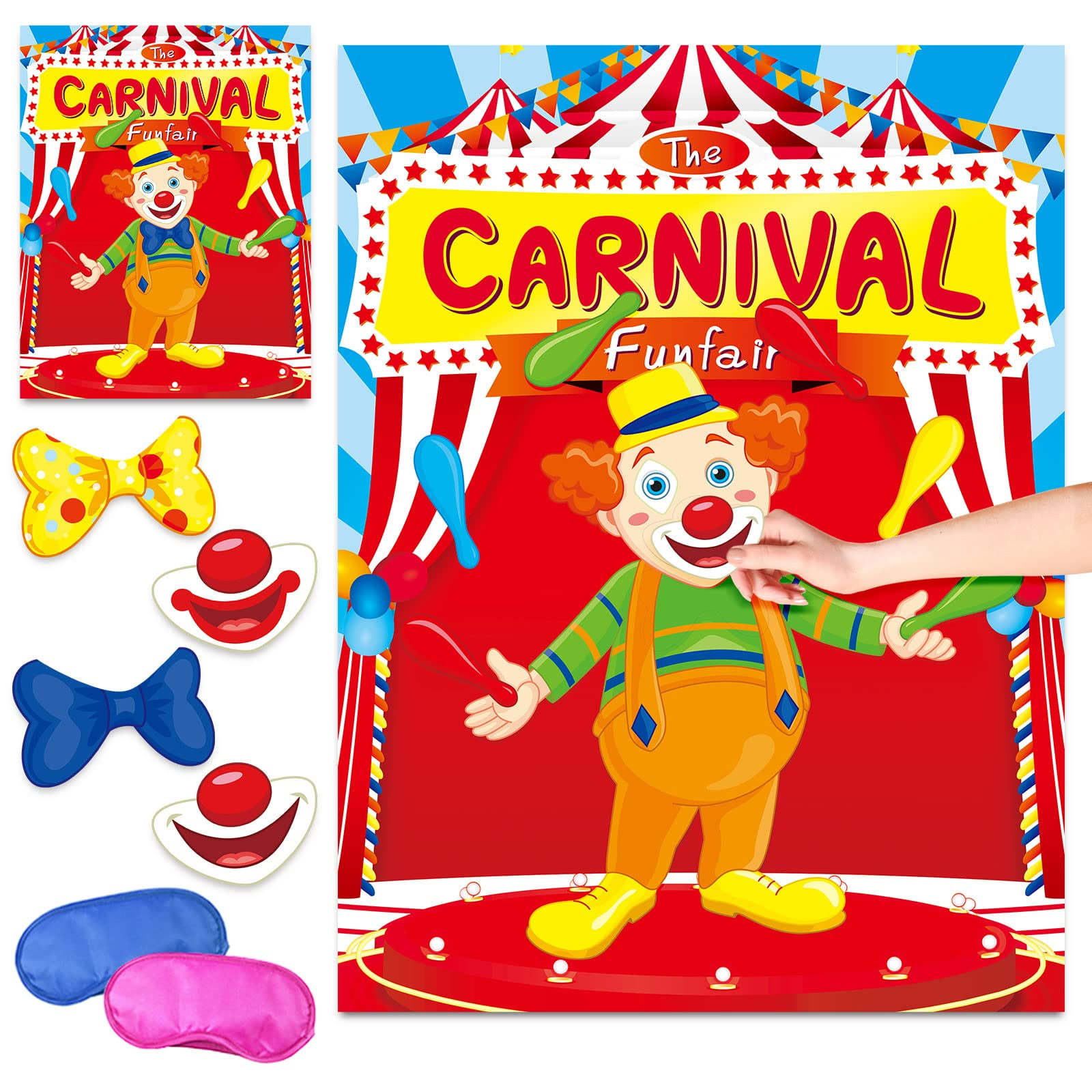 Circus Party Games Pin The Nose On The Clown Game Poster With 36 circus-party-games-pin-the-nose-on-the-clown-game-poster-with-36