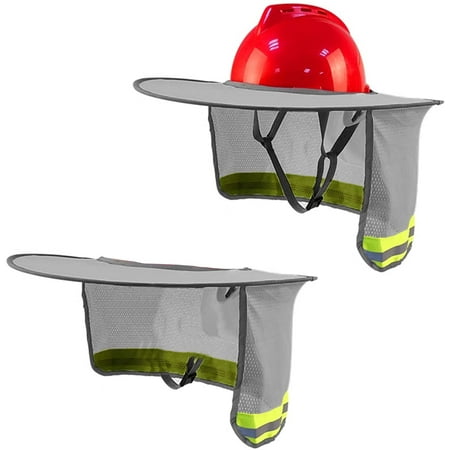 2 Pack Hard Hat Sun Shade Neck Shield Full Brim Mesh with Reflective ...