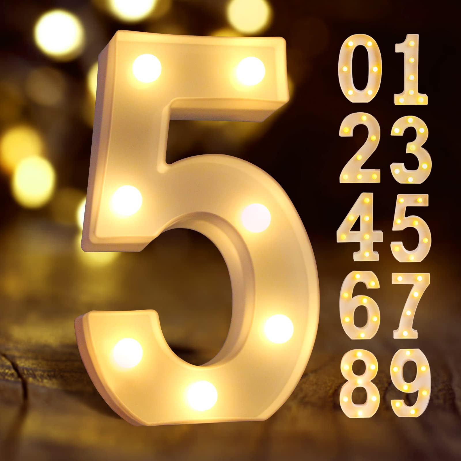 Larger Led Light Up Numbers, Decorative Number Lights Sign for Night ...