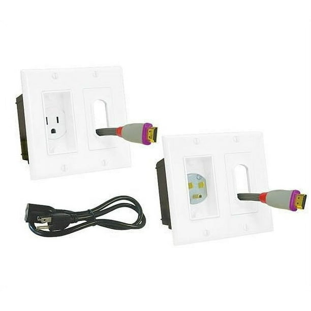 Midlite 2A46-W Double Gang Decor In-Wall Power Solution Kit With 3Ft ...