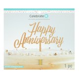 12 Pack: Gold Glitter Happy Anniversary Cake Topper by Celebrate It ...