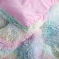 Faux Fur Plush Rainbow Comforter Set - 3PC Full Size Microfiber Soft ...