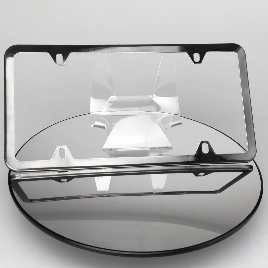 Slim 4 Holes Style Powder Coated Black Chrome Stainless Steel License ...