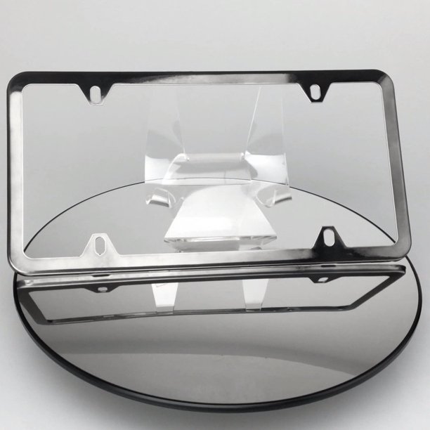 Slim 4 Holes Style Powder Coated Black Chrome Stainless Steel License ...