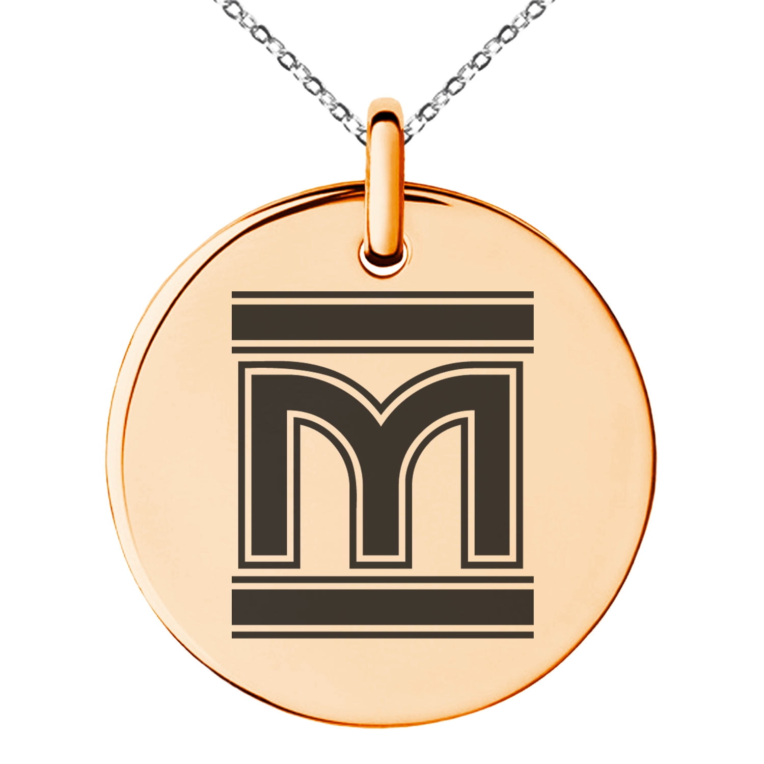 Stainless Steel Letter M Initial Empire Monogram Engraved Small ...