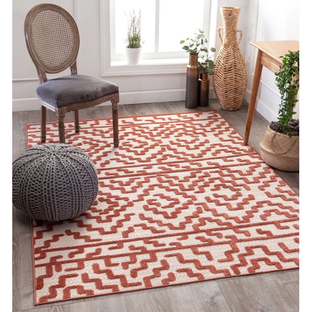 Well Woven Kessa Terracotta Moroccan Tribal Geometric Stripes Area Rug ...