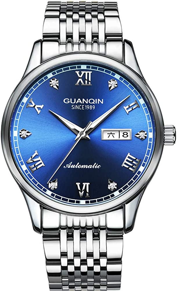 GUANQIN Men Analog Fashion Rhinestone Automatic Self-Winding Mechanical ...