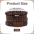 4Pcs 4 Styles PU Imitation Leather Bracelets Sets Wood Beaded Bracelets ...