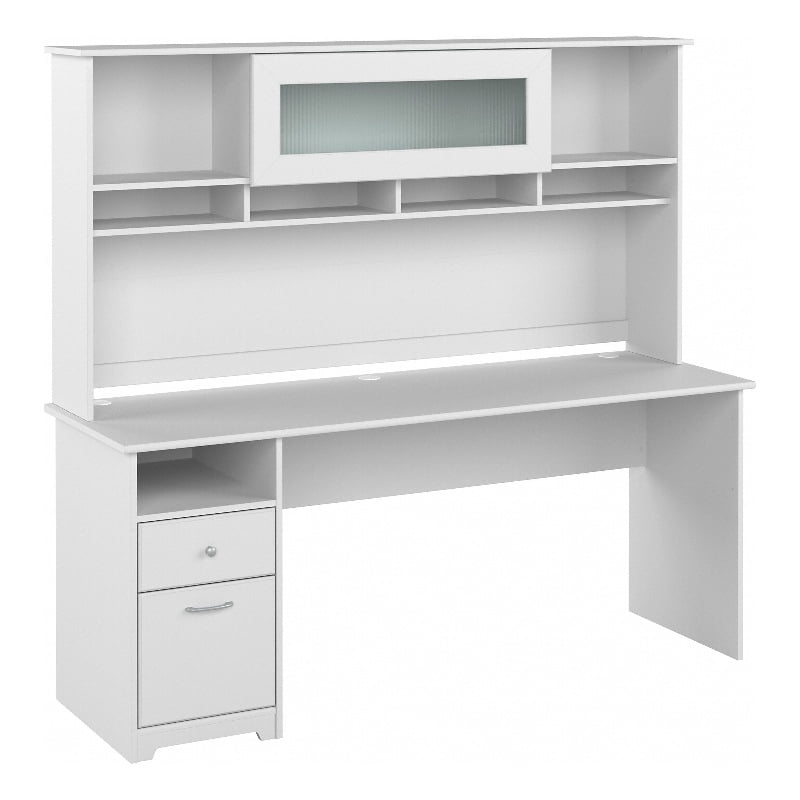 Cabot 72W Computer Desk with Hutch in White - Engineered Wood - Walmart.com