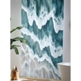 Abstract Beach Wave Sheer Curtains 84 Inch Long 1 Panel Watercolor Blue ...