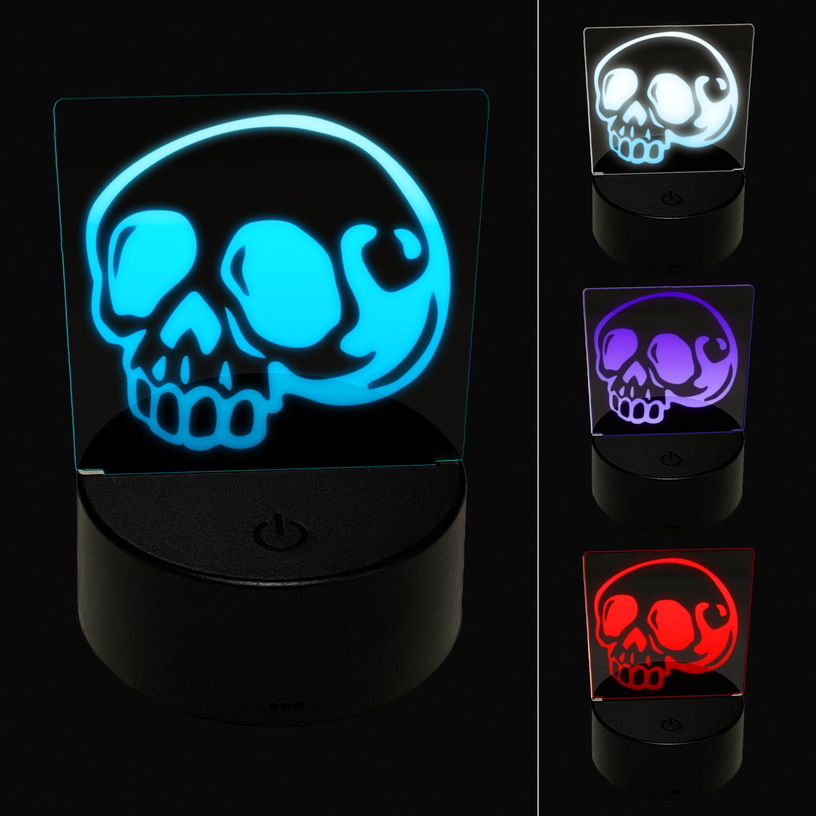 Creepy Skull Halloween LED Night Light Sign 3D Illusion Desk Nightstand ...