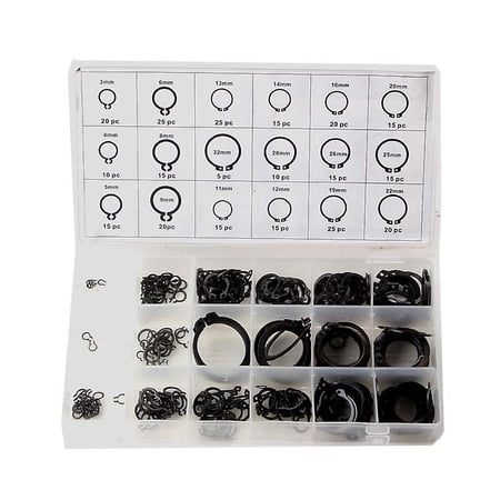 Circlip Snap Assortment Box, 300 Pcs 18 Sizes Circlip Snap Clip Snap ...