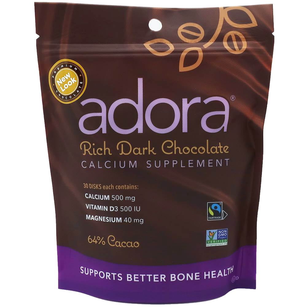 Adora - Calcium Supplement Organic Dark Chocolate 500 mg. - 30 Count ...