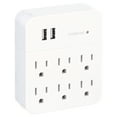 GE 6-Outlet 2-USB Ports Charging Adapter with Surge Protection, 36735 ...