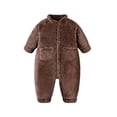Baby Solid Color Fleece Bodysuit with Front Pocket Warm Winter Zip ...