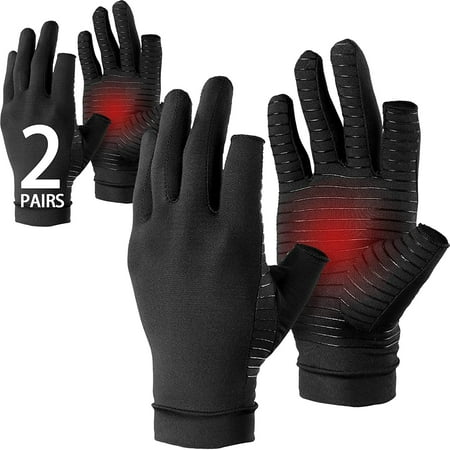 2 Pair Copper Arthritis Compression Gloves Copper Full Finger Infused ...
