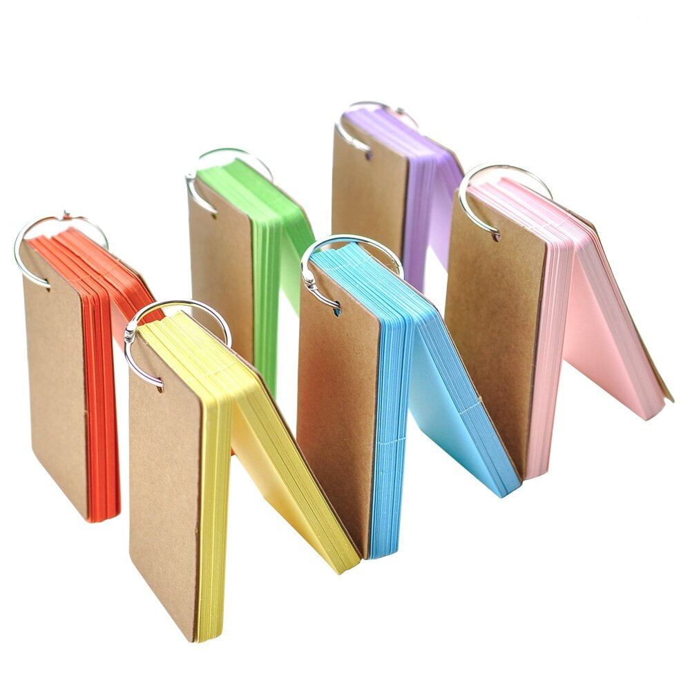 6Pzas Kraft Paper Binder Ring Tarjetas Easy Flash Memo Scratch Notes ...