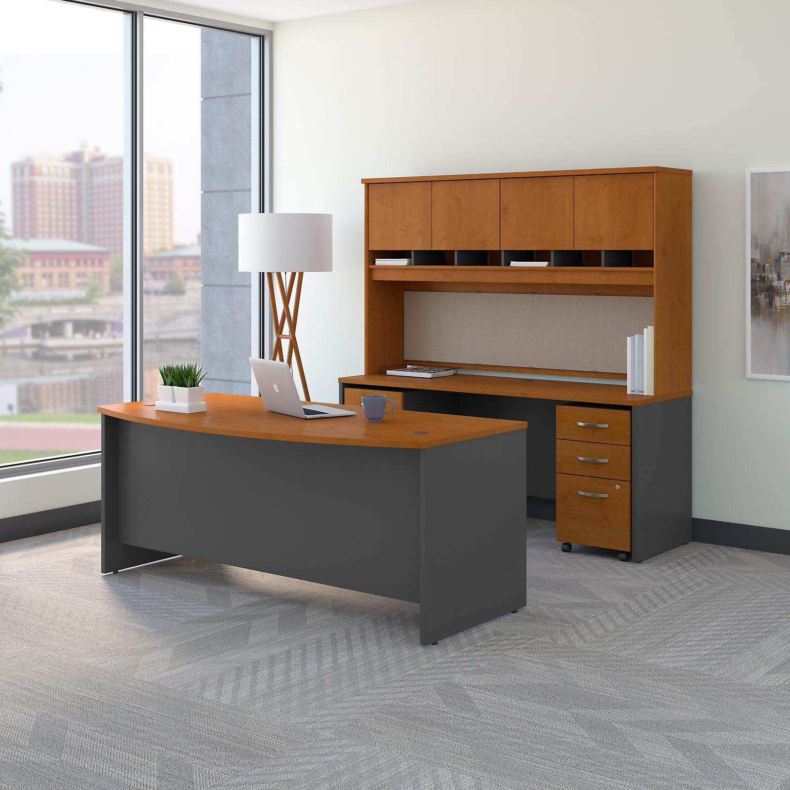 Bush Furniture Series C 72 in. Bow Front Desk with Credenza and Hutch ...