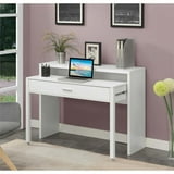 Pemberly Row Console/Sliding Desk with Drawer and Riser in White Wood ...
