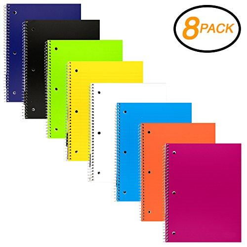 Emraw 1-Subject Poly Cover Spiral Notebook 100 Sheets Wide Ruled Wire ...