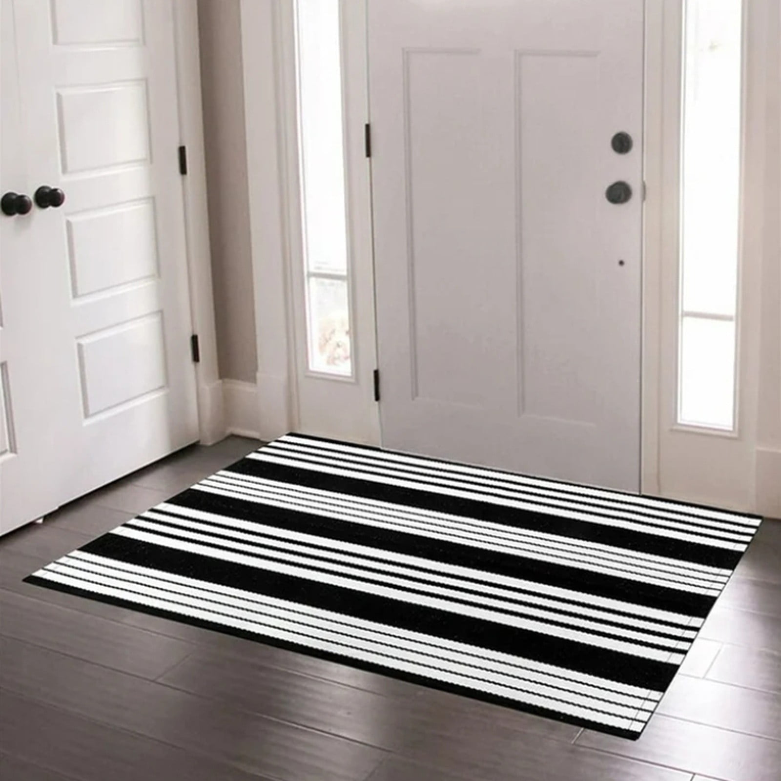 Click here for Qxzzshh Cotton Black And White Striped Rug 43.3x27... prices