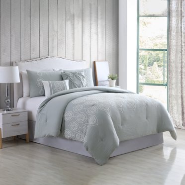 Ella 8-piece Embellished Comforter Set Platinum - Walmart.com