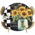 Bee Sunflower Plant Vase Round Fitted Tablecloth with Elastic Edge ...