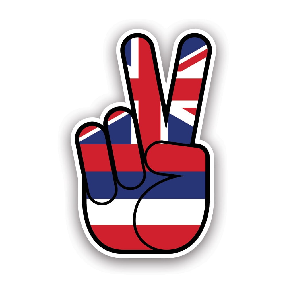 Hawaii State Shaped Peace Sign Sticker Decal - Self Adhesive Vinyl ...