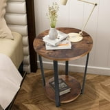 Small Round 2 Tier Wooden Side End Table for Small Spaces Bedroom ...