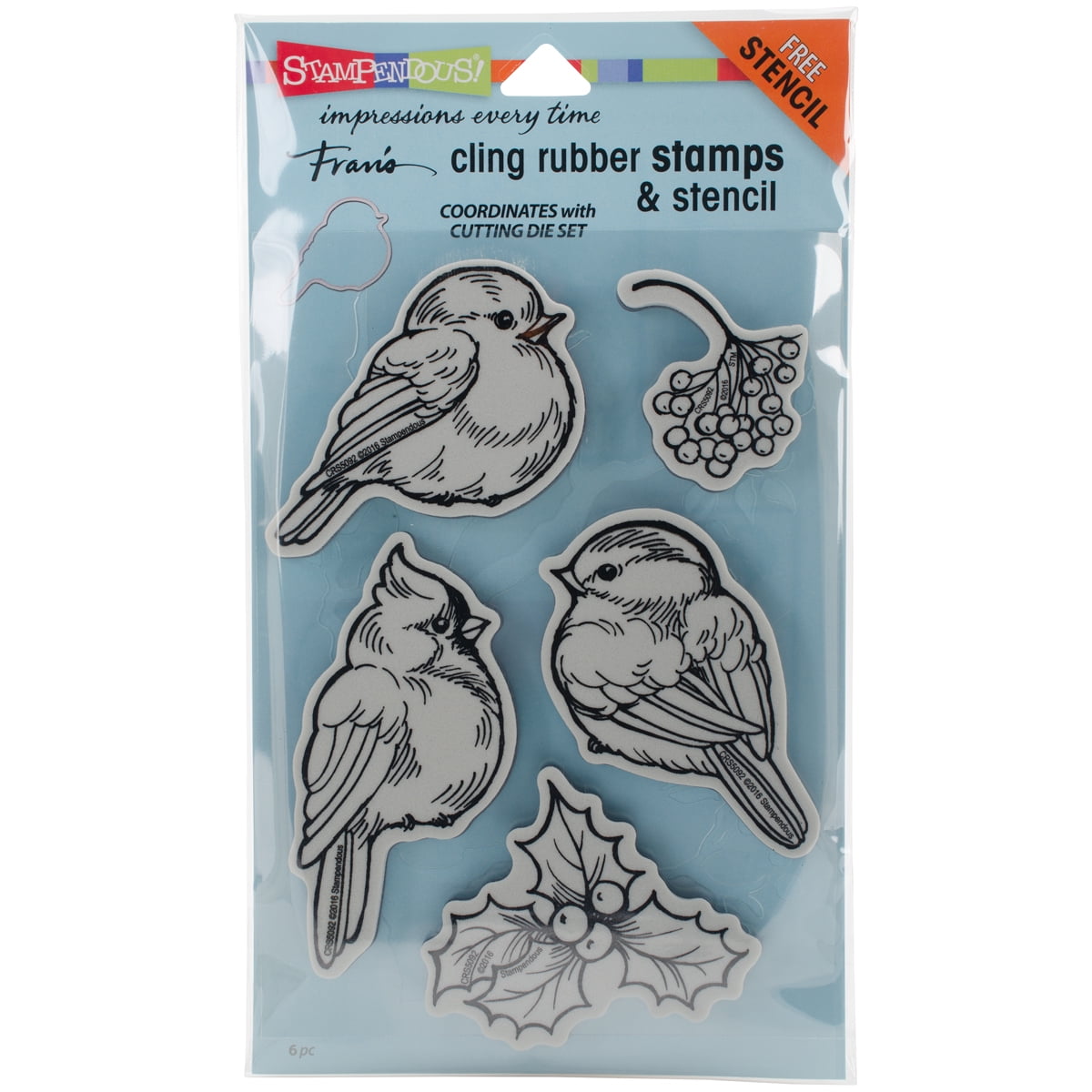 Stampendous Cling Stamps & Stencil Set Winter Tweets - Walmart.com
