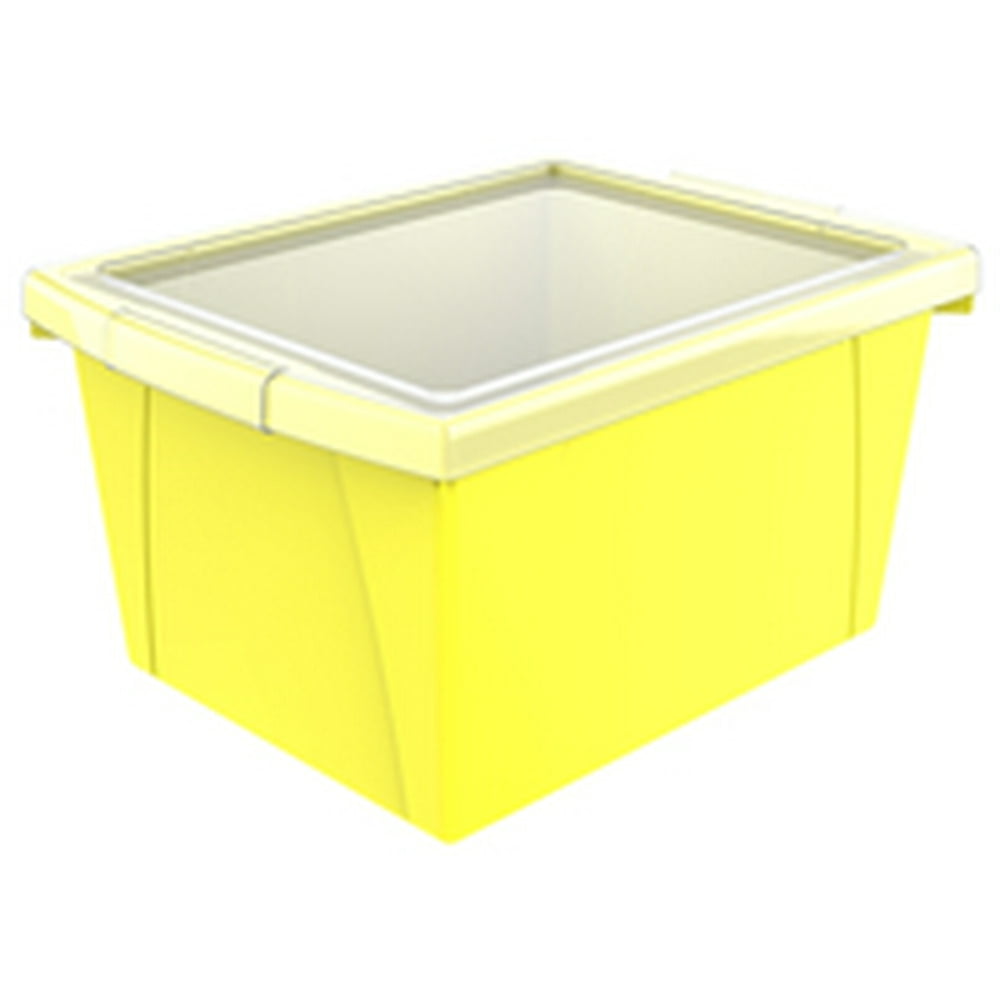 Storex Classroom Storage Bin With Lid 4 Gallon 13 58 X 11 14 X 7 78 Inches Yellow